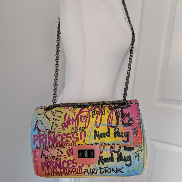 Bags | Graffiti Print Crossbody Bag | Poshmark